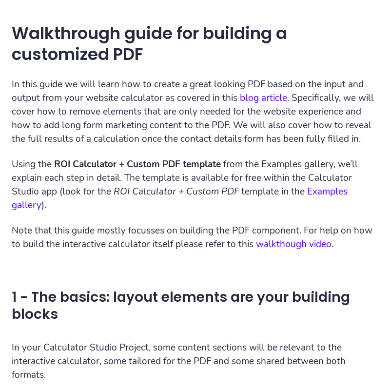 Walkthrough guide for building an ROI Calculator and its PDF ...