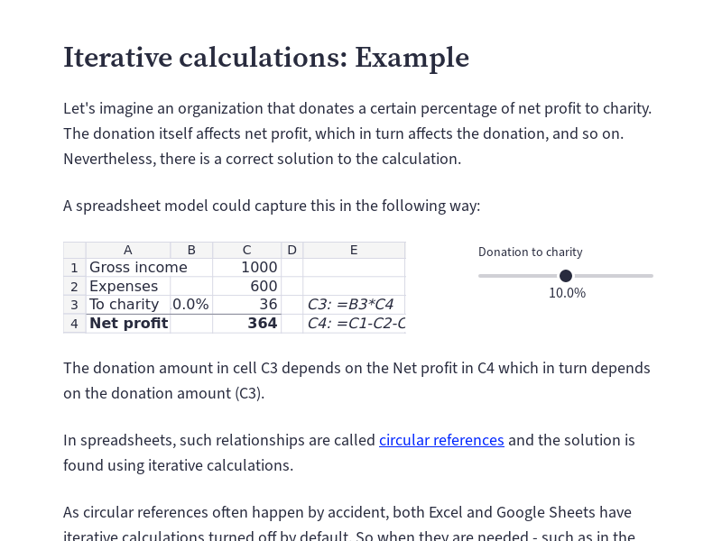 Iterative calculations: Example – Calculator Studio